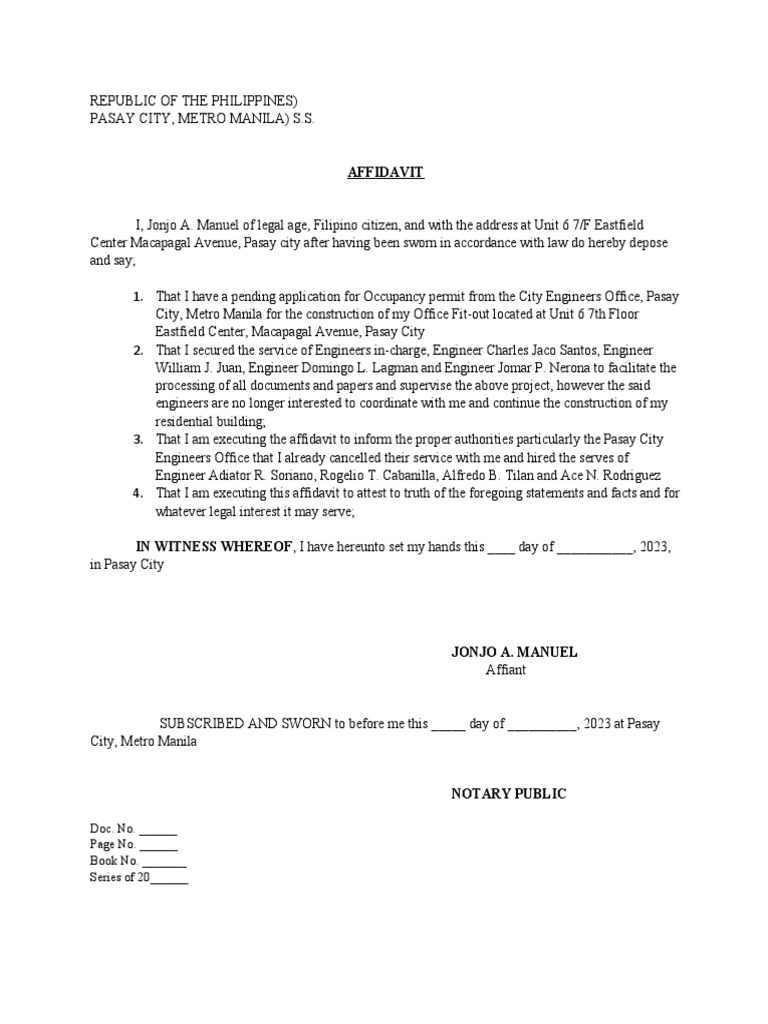 Affidavit Change of in Charge | PDF