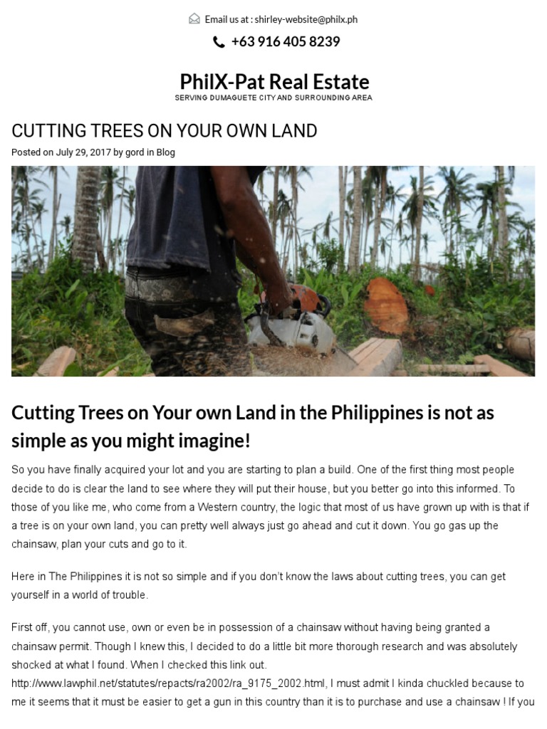 Cutting Trees in Your Own Land - PhilX-Pat Real Estate | PDF | Justice ...
