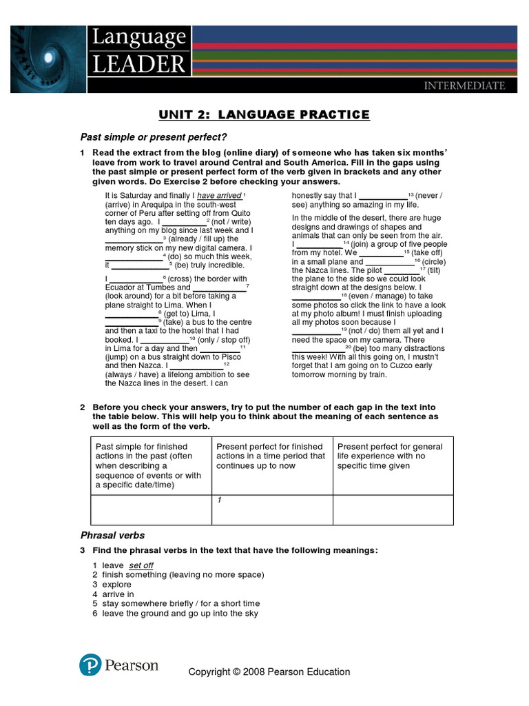 Unit 2 Language Practice | PDF | Linguistics | Grammar