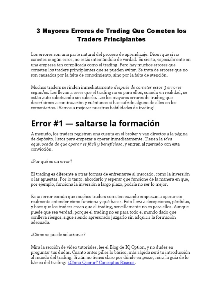 Xx 3 Mayores Errores De Trading Que Cometen Los Traders Principiantes