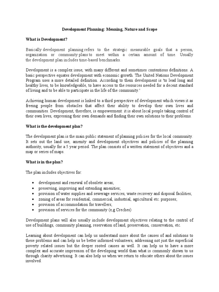 Development Planning: Meaning, Nature and Scope What Is Development ...