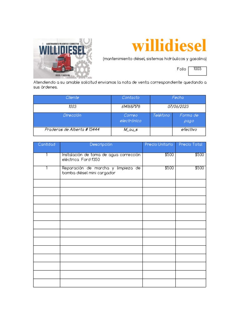 Modelo Nota de Venta en Word | PDF