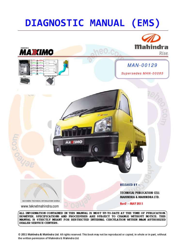 Mahindra MAXXIMO EMS Diagnostic Manual MAN 00129 Rev 2 | PDF | Medical ...