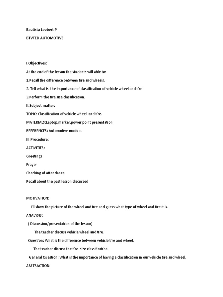 Vehicle Wheel and Tire Classification Guide | PDF