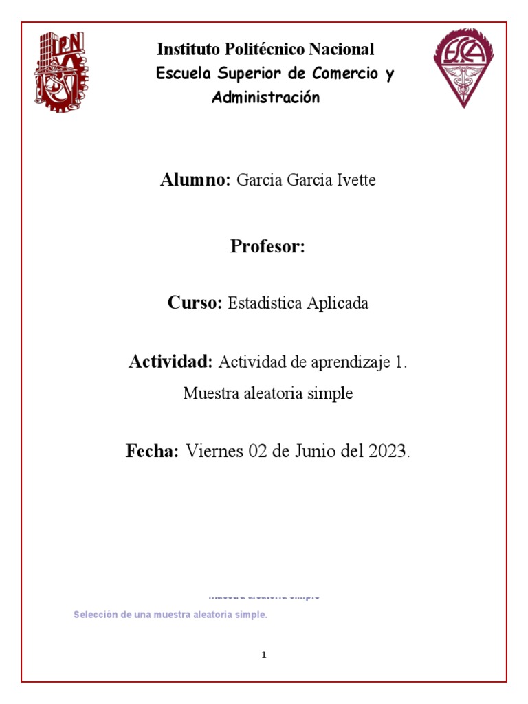 Muestra Aleatoria Simple en Estadística | PDF