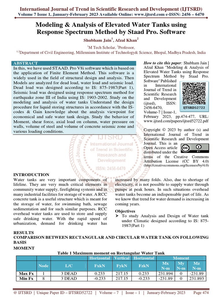Modeling and Analysis of Elevated Water Tanks Using Response Spectrum ...