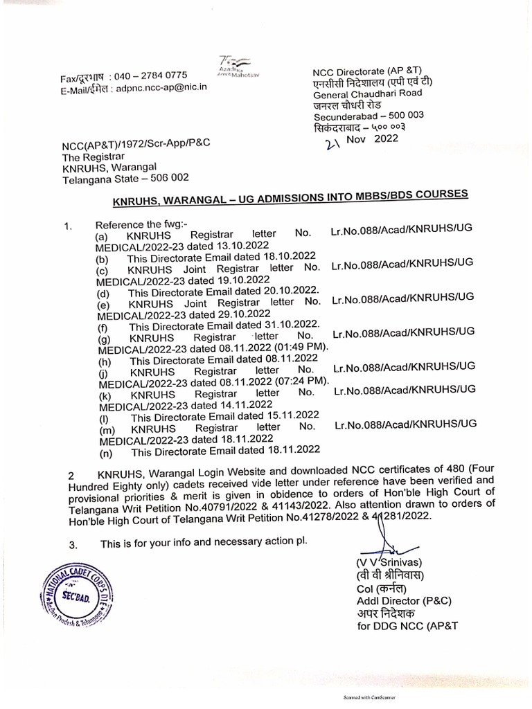 Telangana Neet Merit List Round 1 | PDF | Military Education And Training | Military Organization