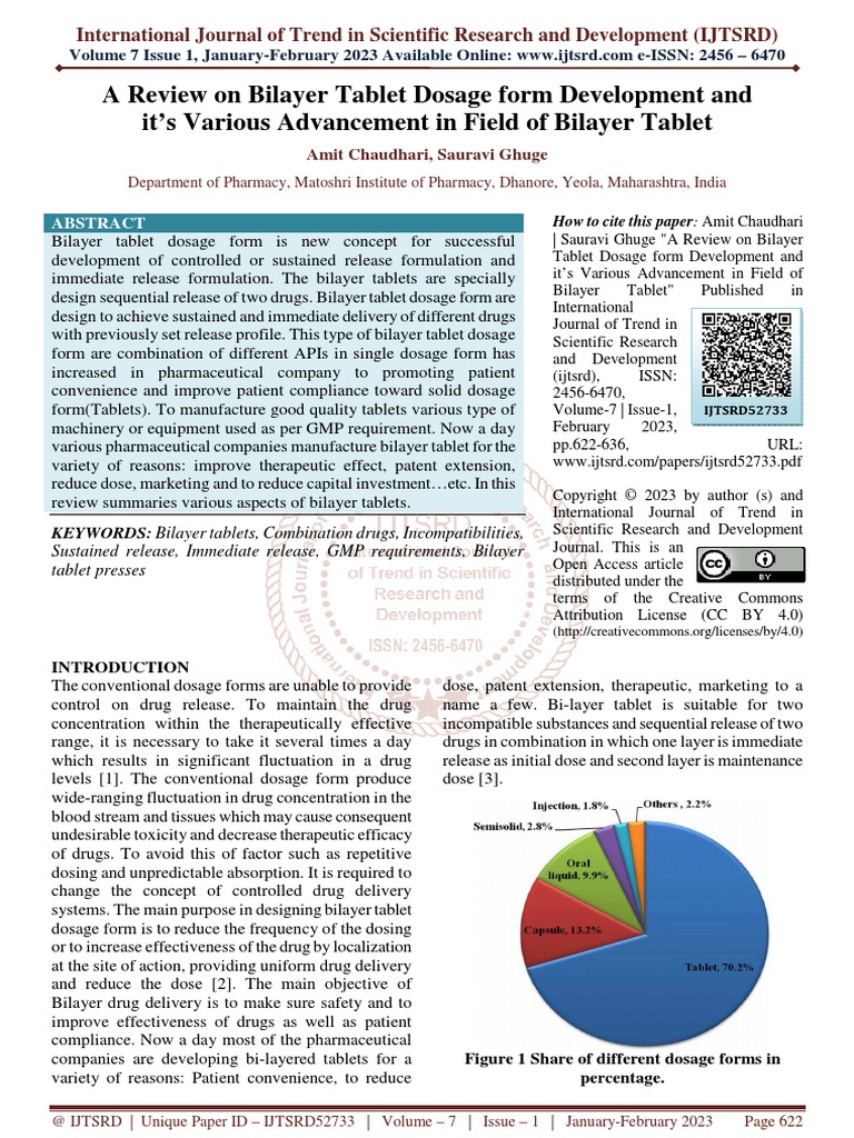 A Review On Bilayer Tablet Dosage Form Development and It's Various ...