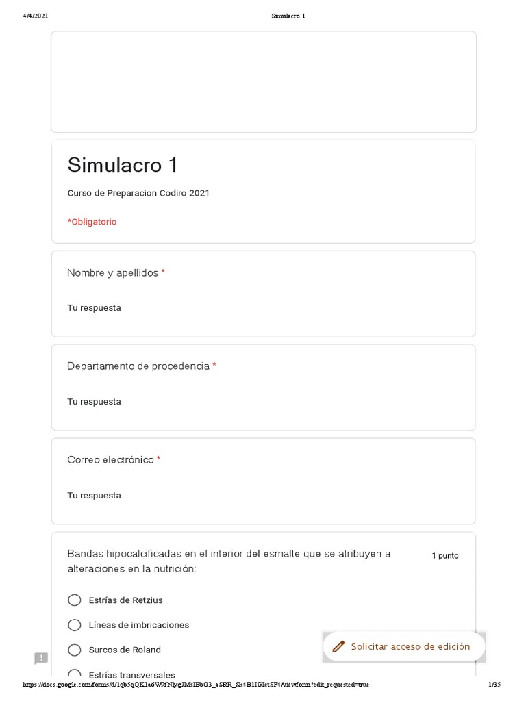 Simulacro 1 | PDF | Anatomía humana | Morfología (biología)