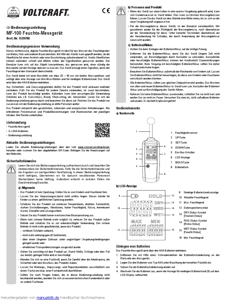Voltcraft MF 100 | PDF