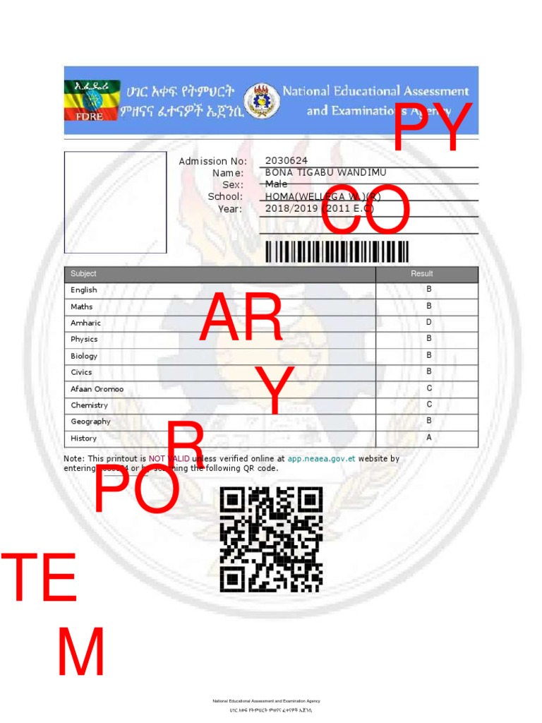 Wandimu's Exam Results Summary | PDF