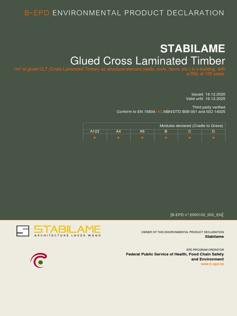 Stabilame B-EPD_200102_002_ CLT collé | PDF | Life Cycle Assessment ...