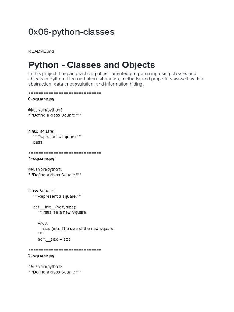 0x06 Python Classes | Download Free PDF | Class (Computer Programming) | Method (Computer ...