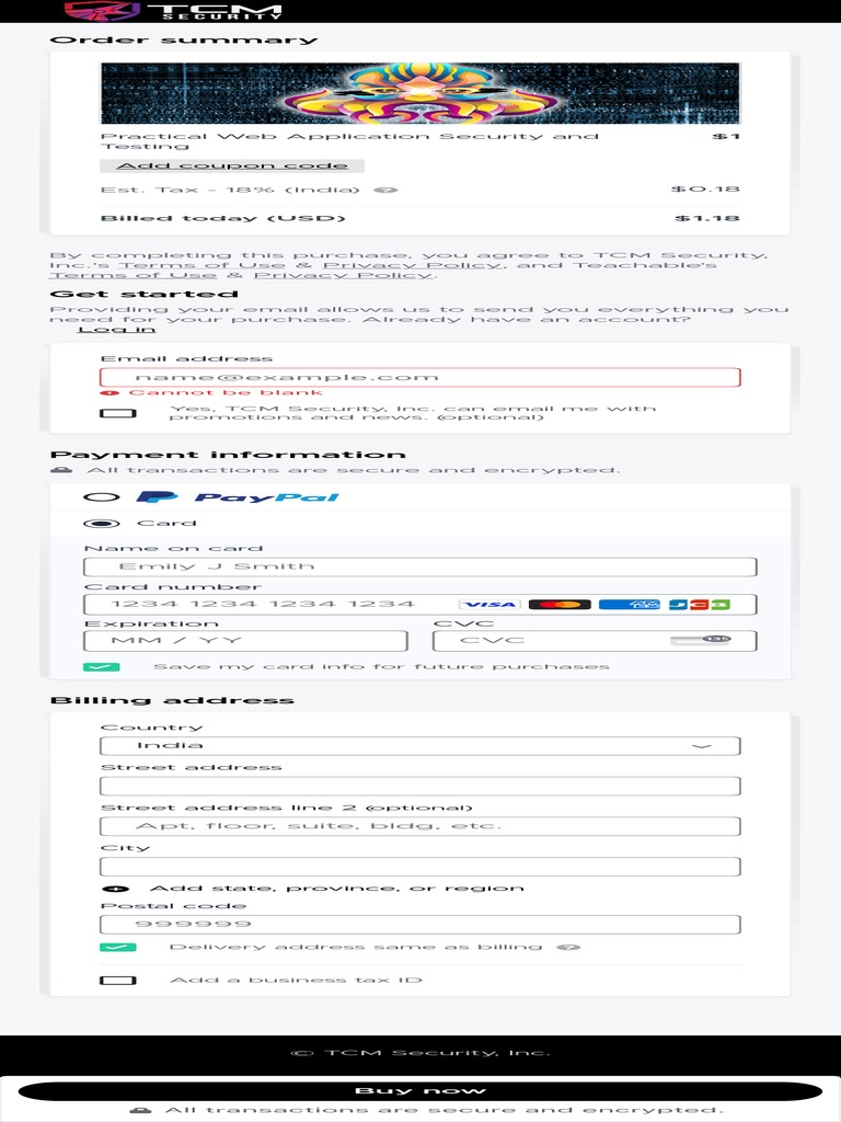 TCM Security Purchase Summary | PDF