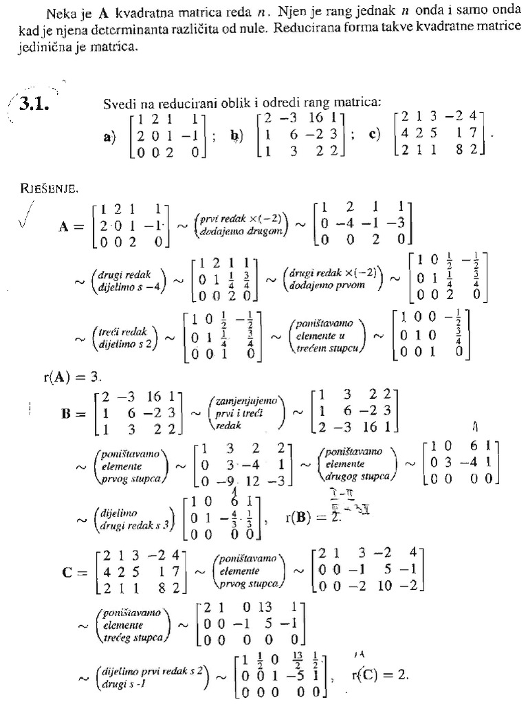 Elezovic - Linearna - Zbirka - 03 - Rang I Inverz Matrice | PDF