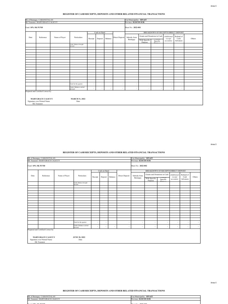 Annex 5 - RCRD | PDF | Receipt | Payments