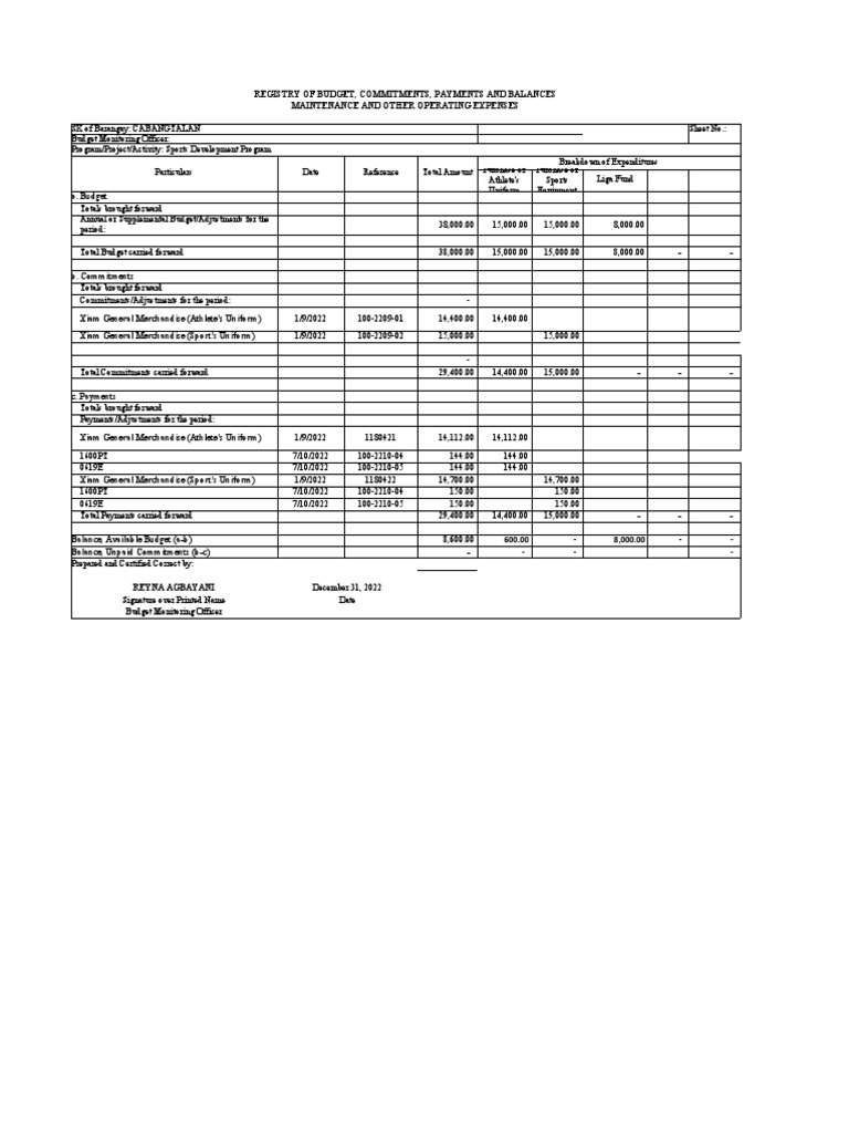Annex 1 - RBCPB-MOOE | PDF | Economies
