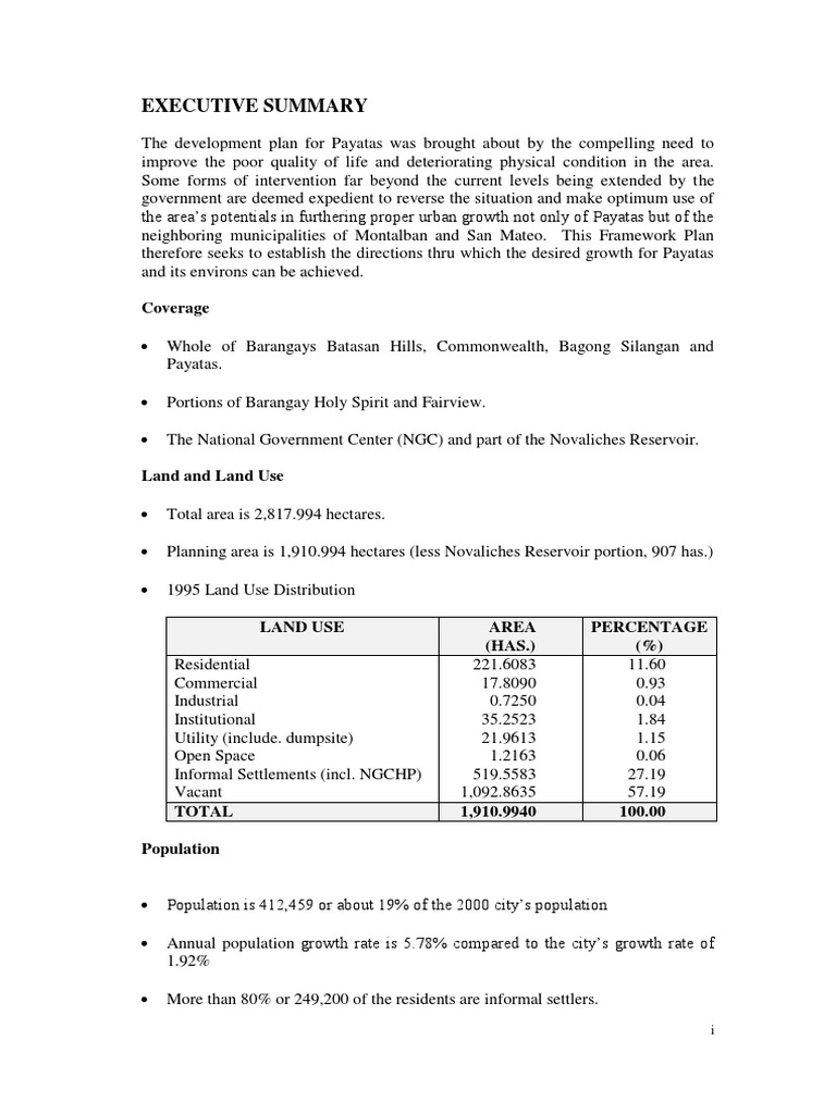 Payatas Special Area Development Framework Plan | PDF