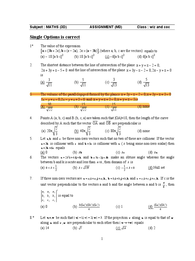 3D Assignment | PDF | Plane (Geometry) | Space