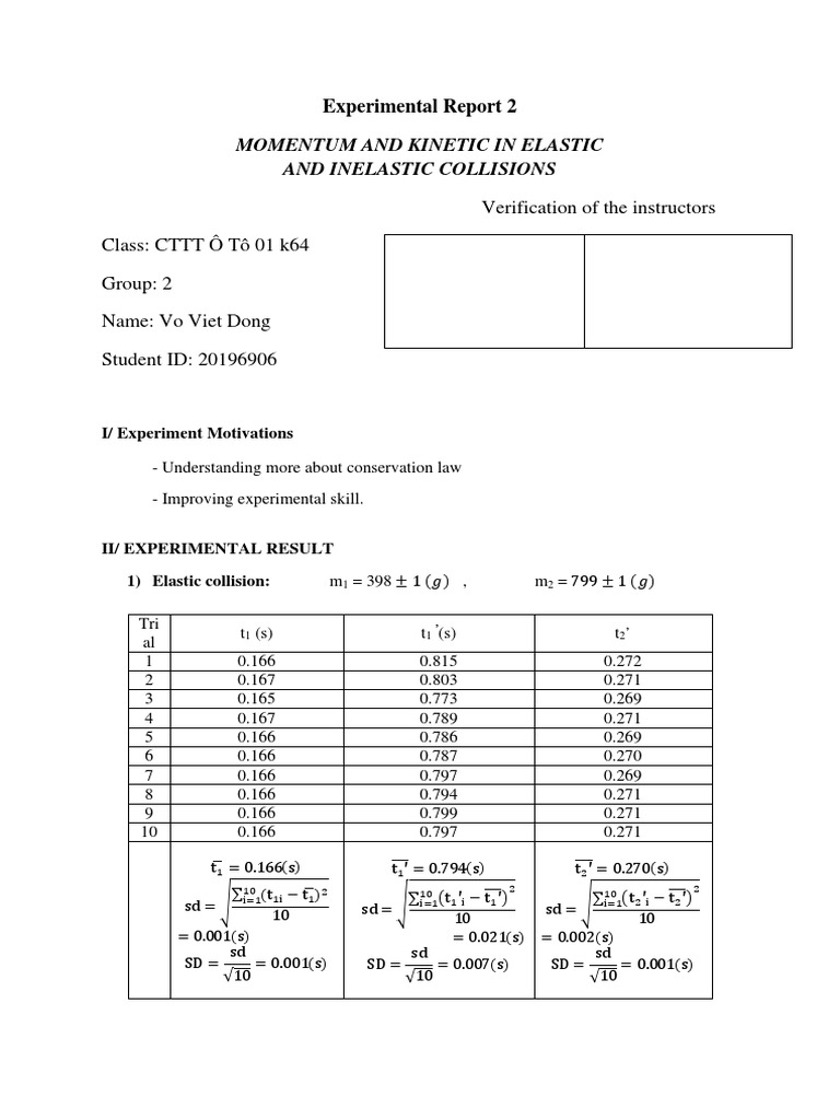 Experimental Report 2.0 | PDF | Collision | Applied And Interdisciplinary Physics