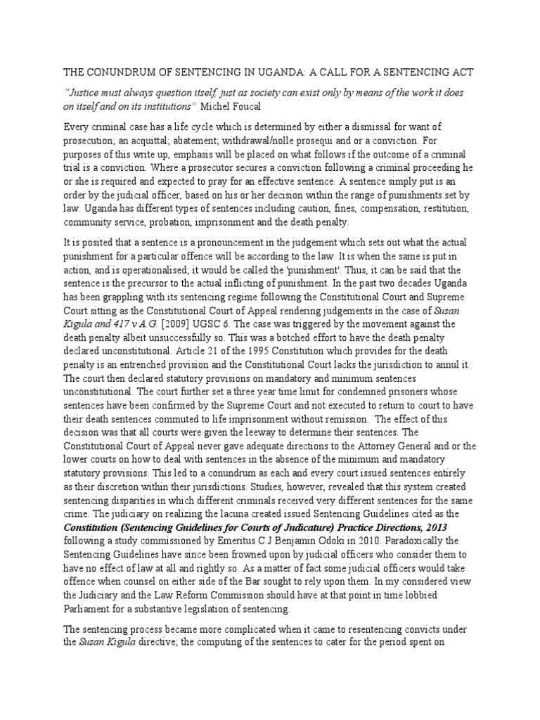 Uganda's Sentencing Reform Needs | PDF | Sentence (Law) | Life Imprisonment