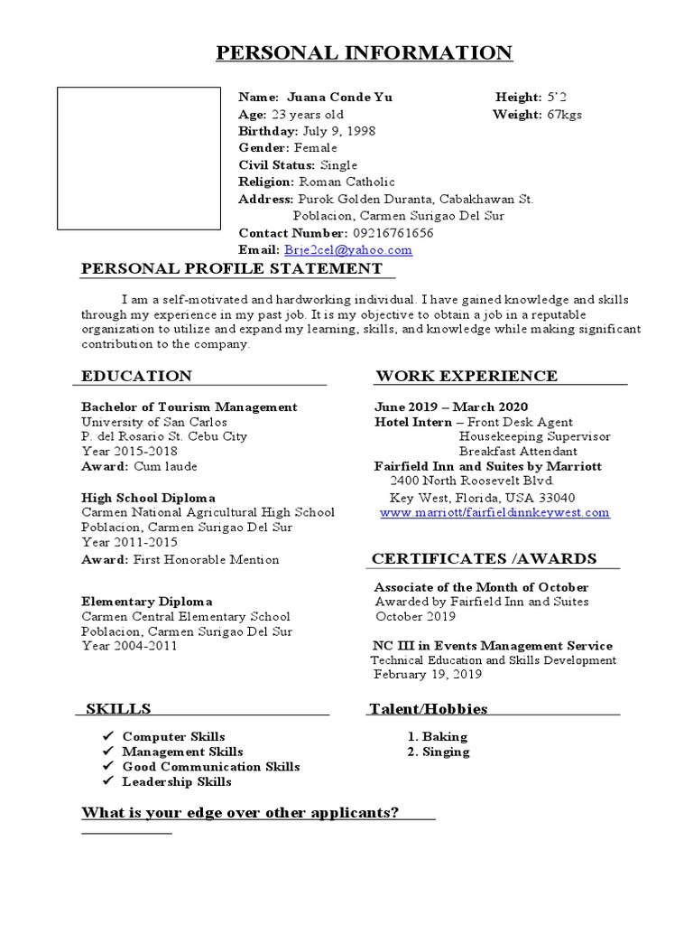 Personal Information | PDF