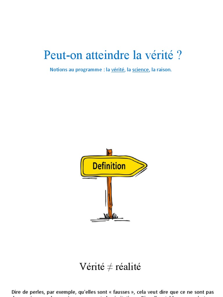 COURS - Peut-On Atteindre La Vérité | PDF | Scepticisme | Vérité