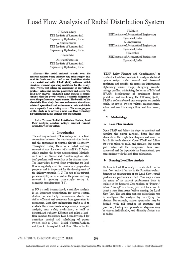 Load Flow Analysis of Radial Distribution System | PDF | Electric Power Transmission | Simulation