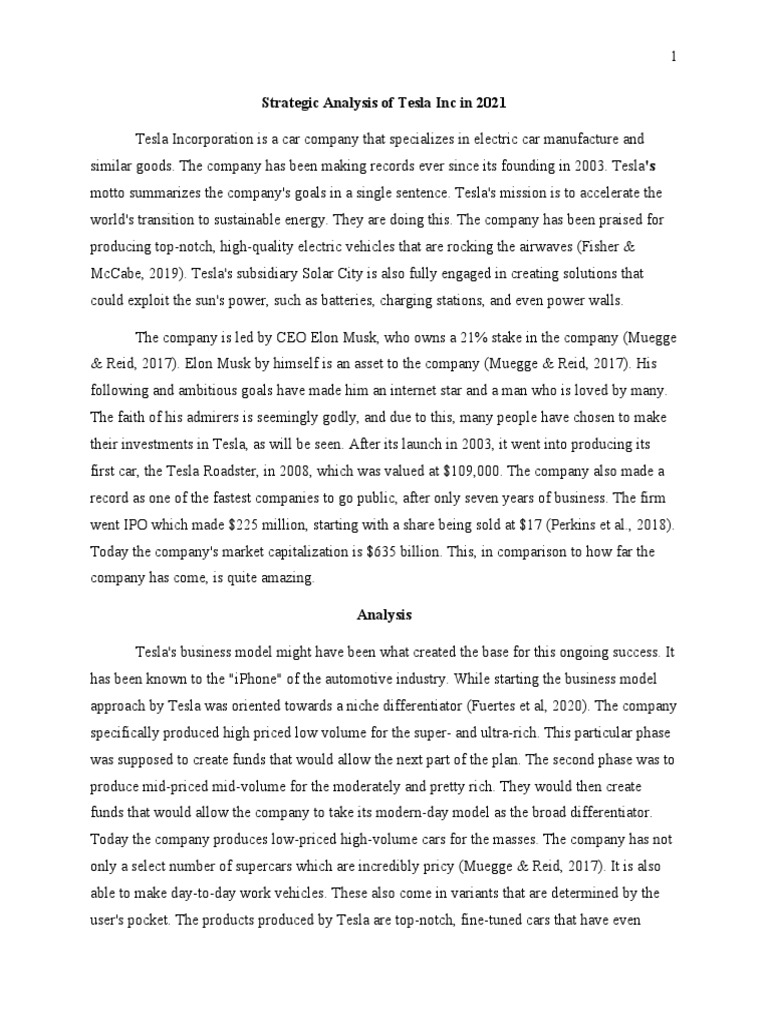 Strategic Analysisof Tesla Inc | PDF | Research And Development ...