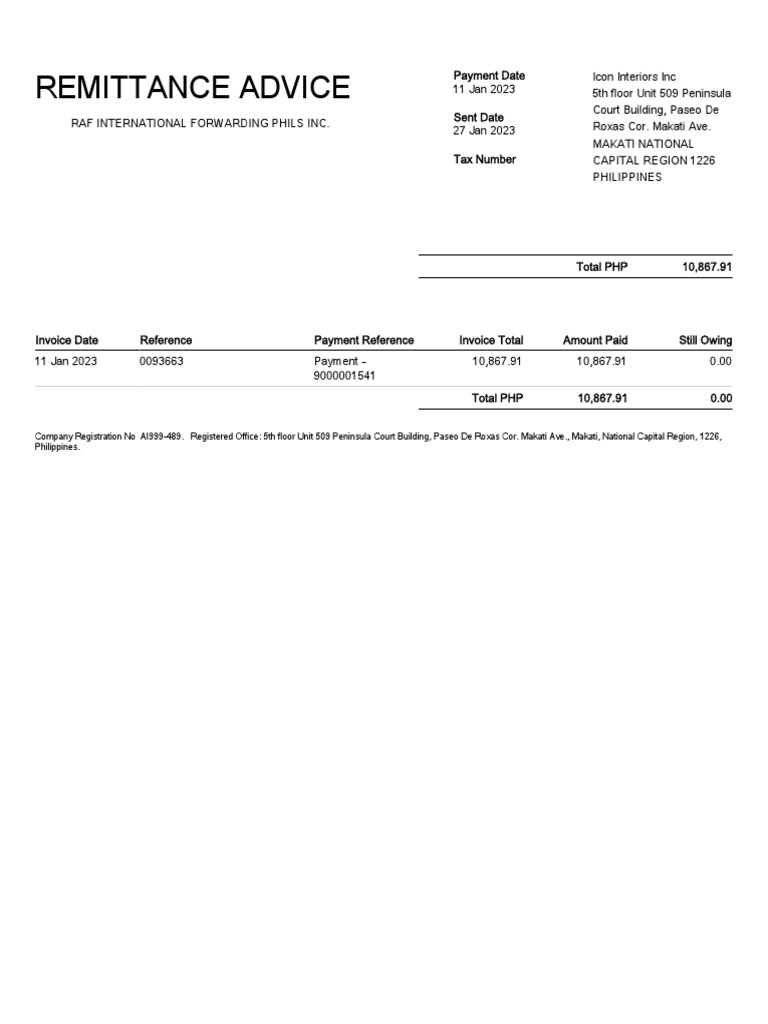 Remittance Advice From Icon Interiors Inc 11jan2023 | PDF