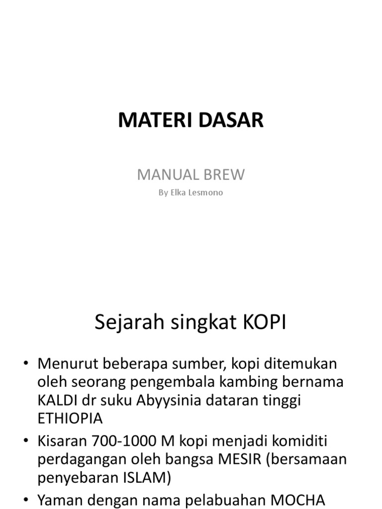 Panduan Dasar Manual Brew Kopi | PDF