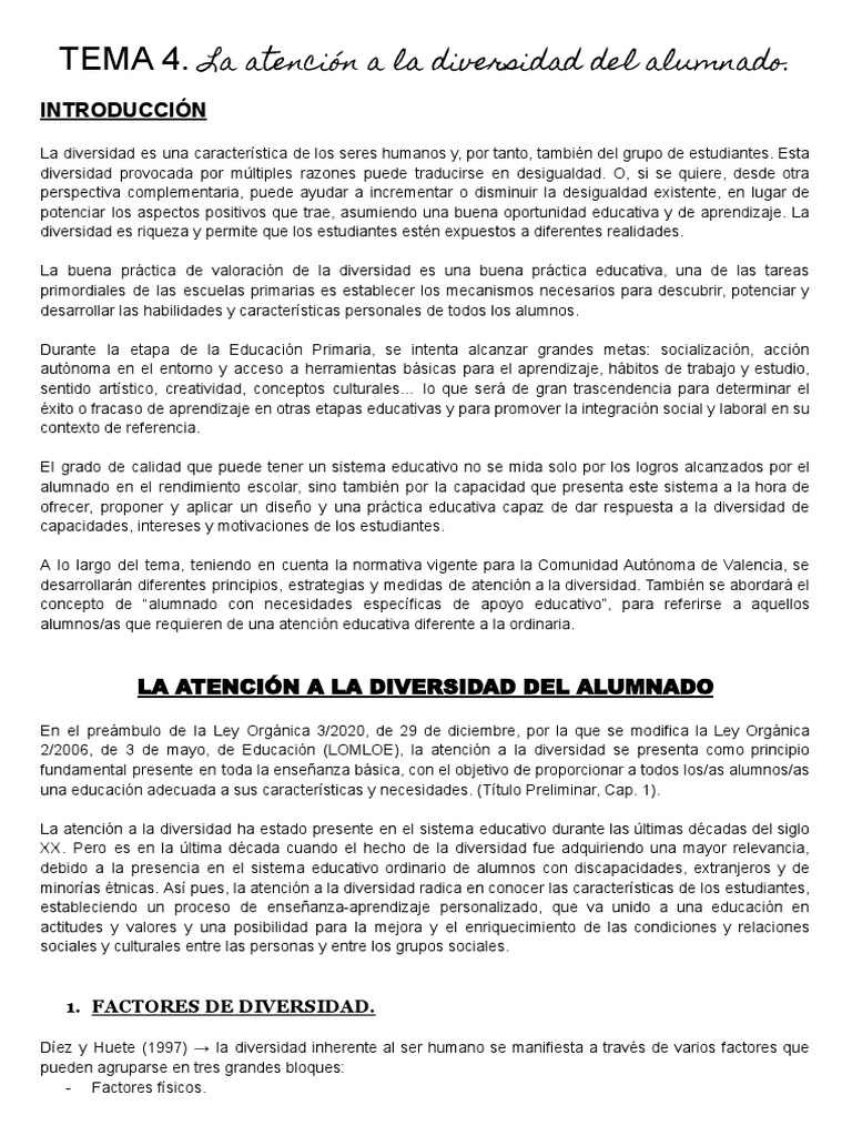 Tema 4 | PDF | Educación primaria | Aprendizaje