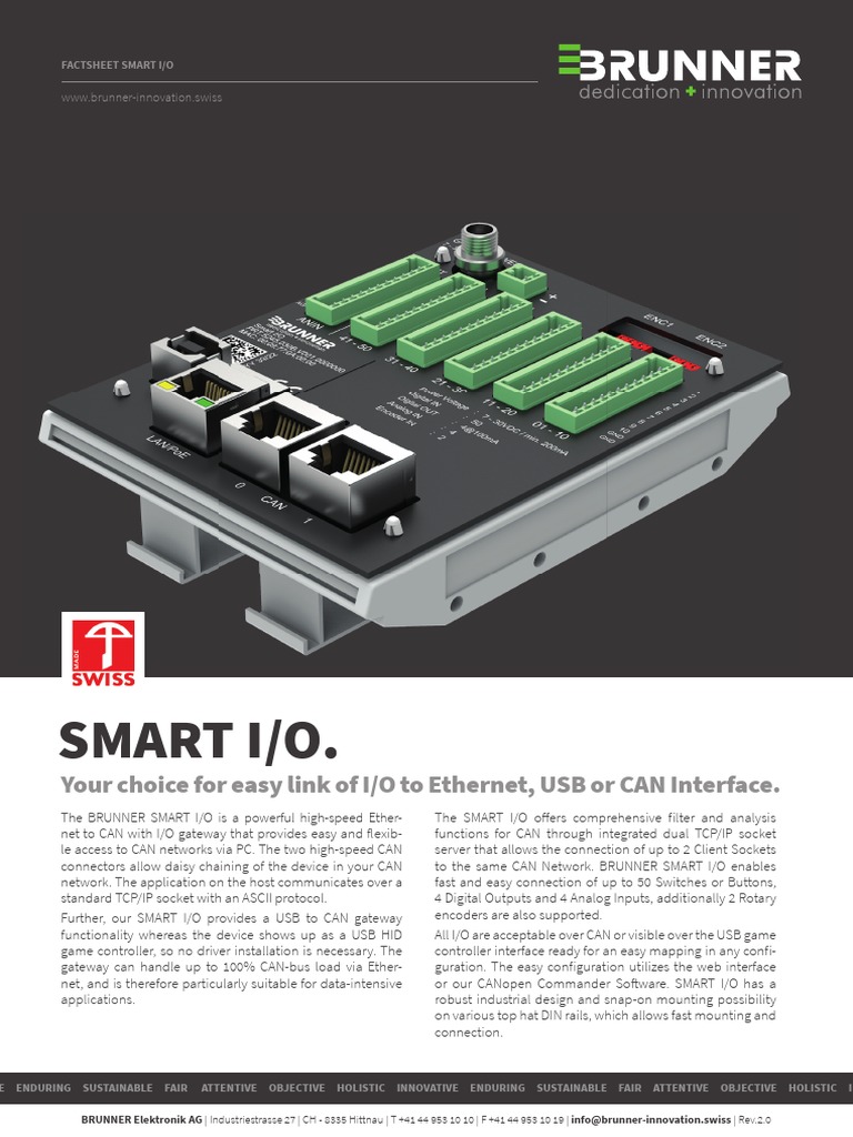 Brunner FactSheet Smart-IO | PDF | Computer Network | Network Socket