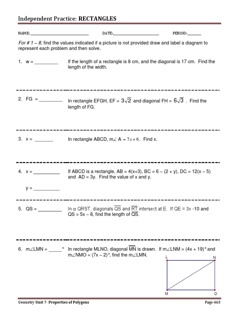 7j Practice Rectangles | PDF | Teaching Methods & Materials