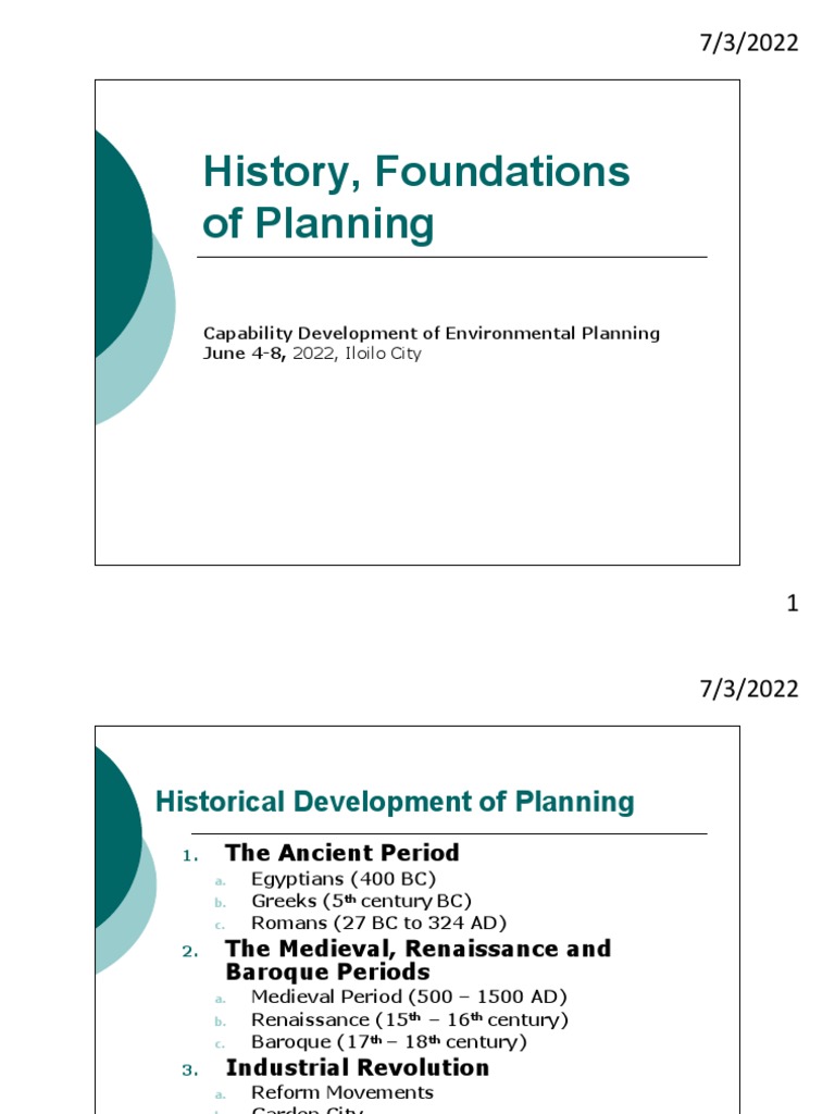 Day 1 Enp Cullo 02 HISTORY OF PLANNING | PDF | Planning | Urbanization