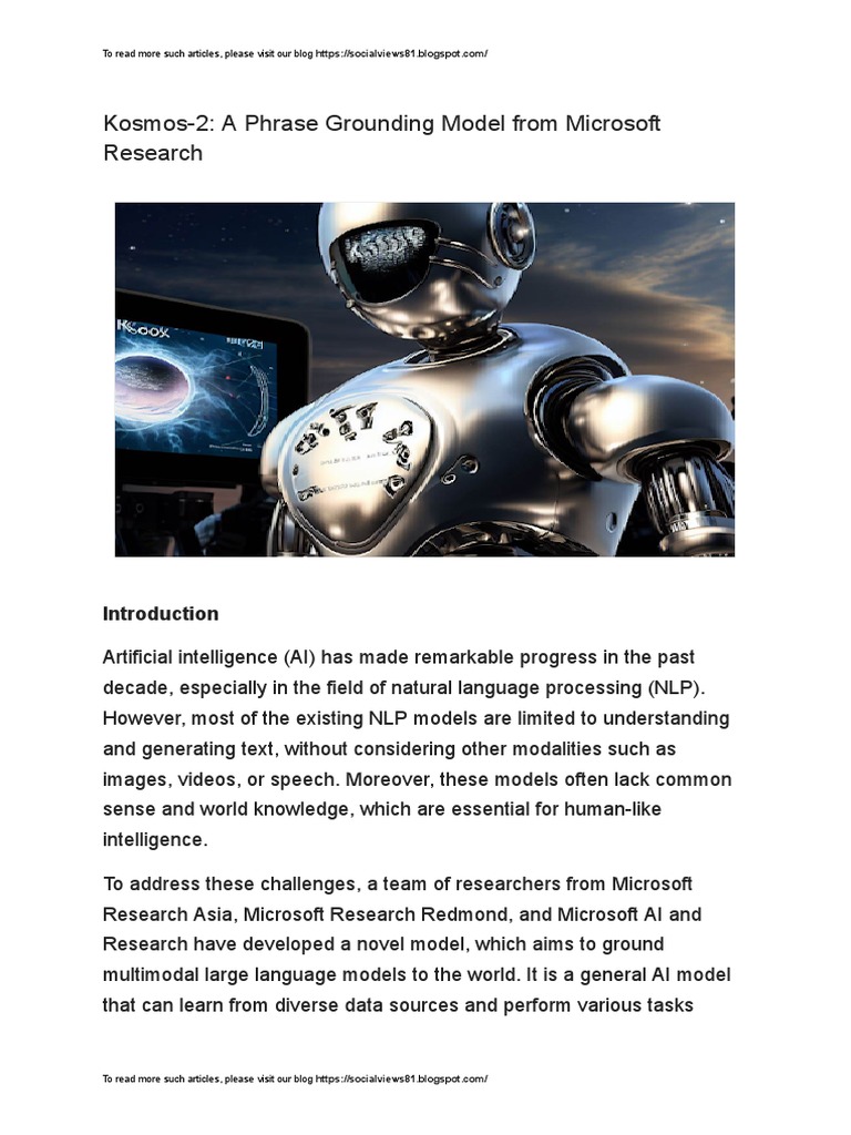 Kosmos-2: Multimodal AI Model Overview | PDF | Artificial Intelligence ...