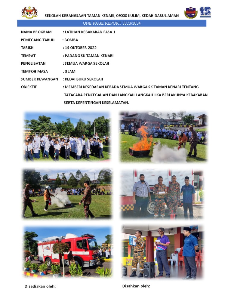 One Page Report SK Taman Kenari | PDF