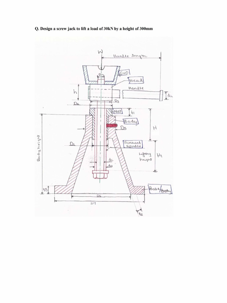 Design of Screw Jack - Classwork | PDF