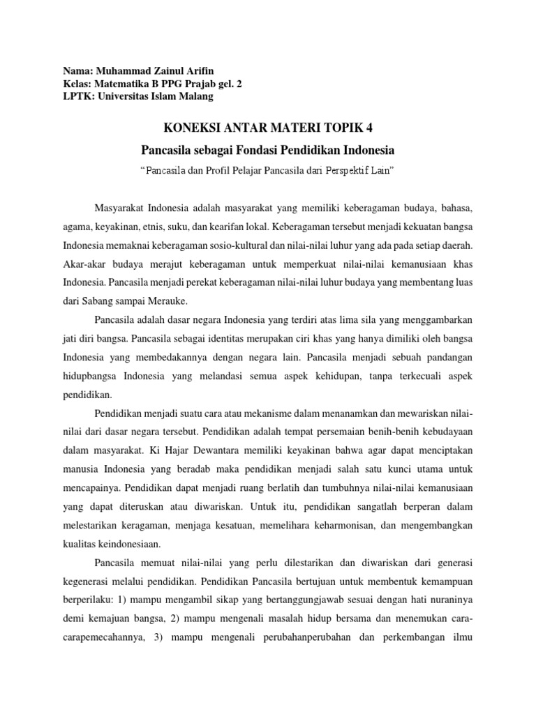 Koneksi Antar Materi T4 FPI | PDF