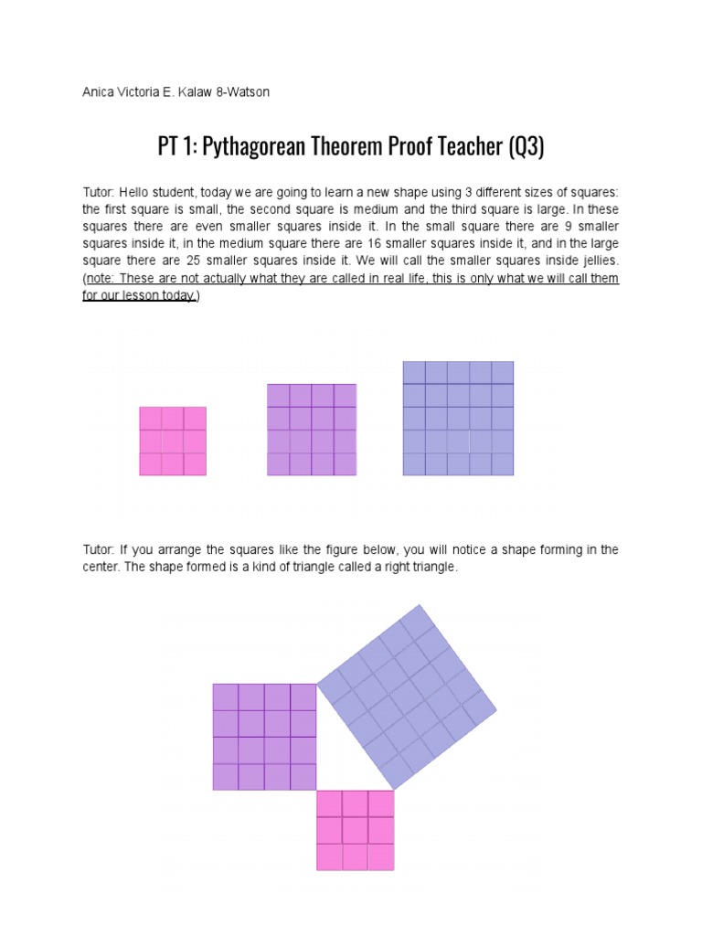 Kalaw PT 1 Pythagorean Theorem Proof Teacher | PDF | Teaching Methods ...