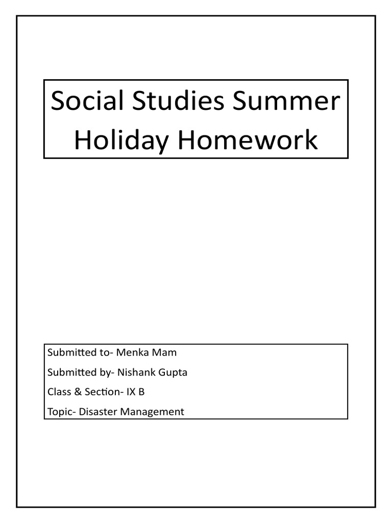 Social Studies Summer Holiday Homework | PDF | Emergency Management ...