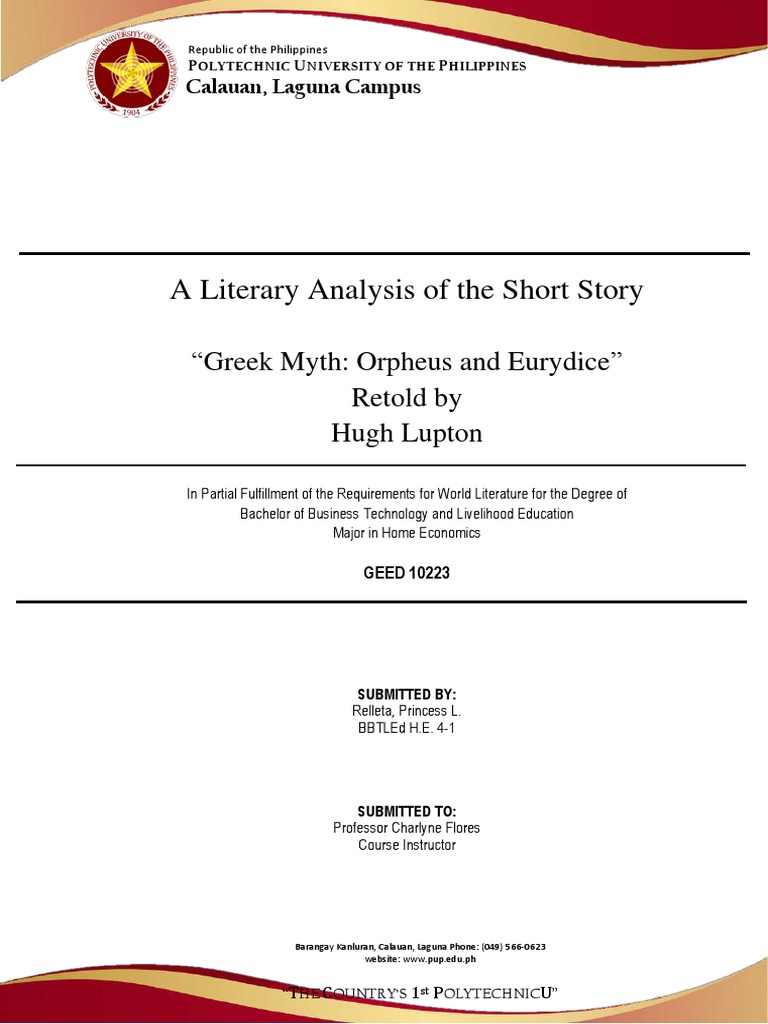 Short Story Analysis | PDF | Hades | Orpheus