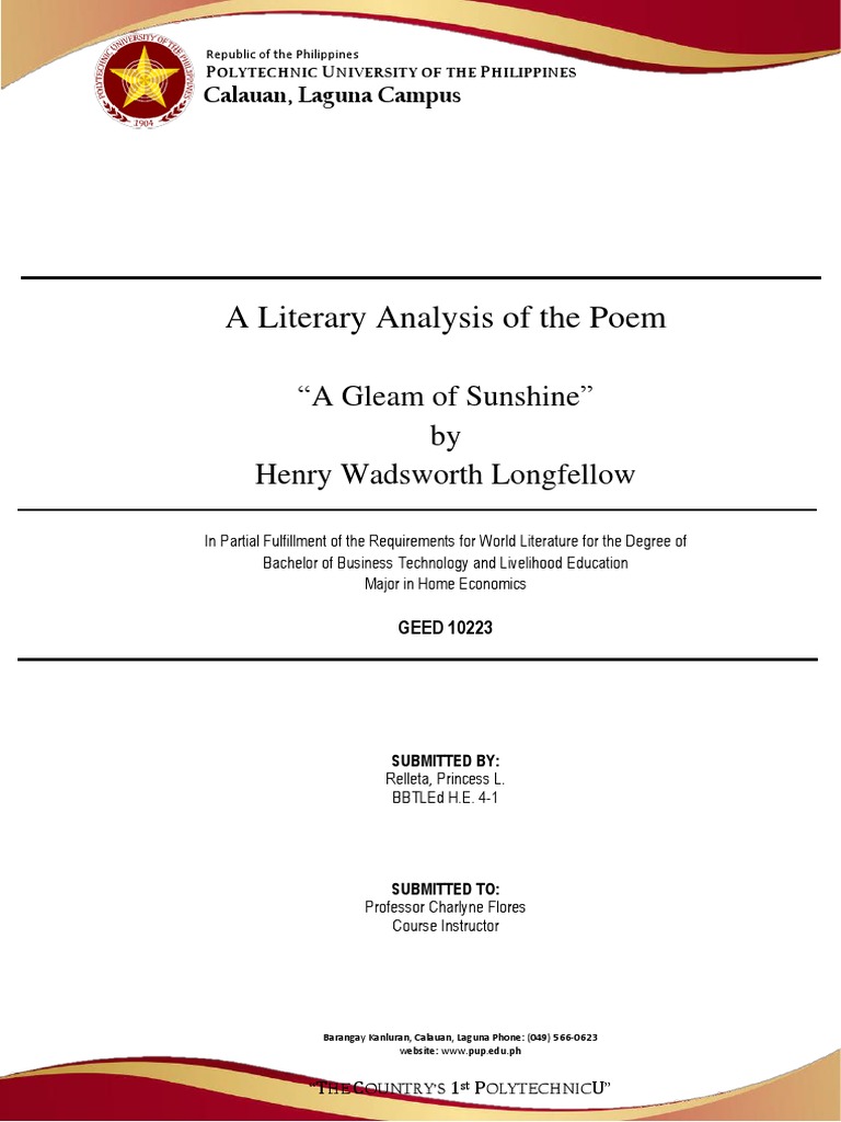 Poem Analysis | Download Free PDF | Henry Wadsworth Longfellow