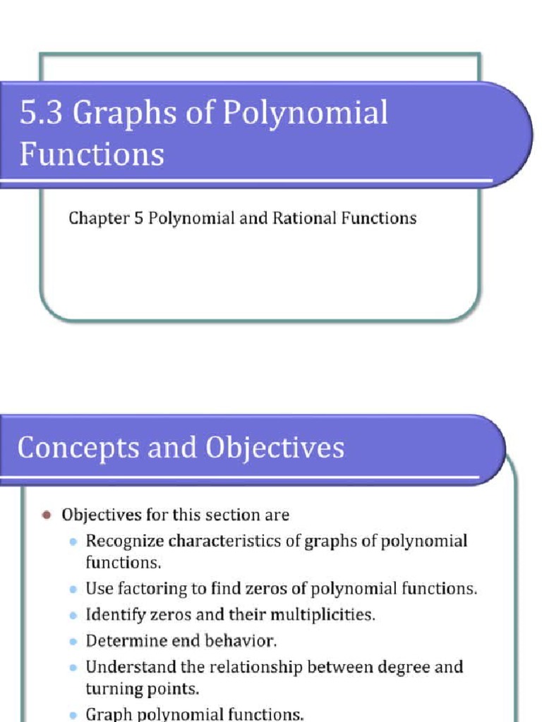 Finding X and y Intercepts of Polynomial Functions | PDF