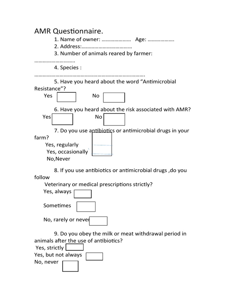 AMR Awareness Questionnaire for Farmers | PDF