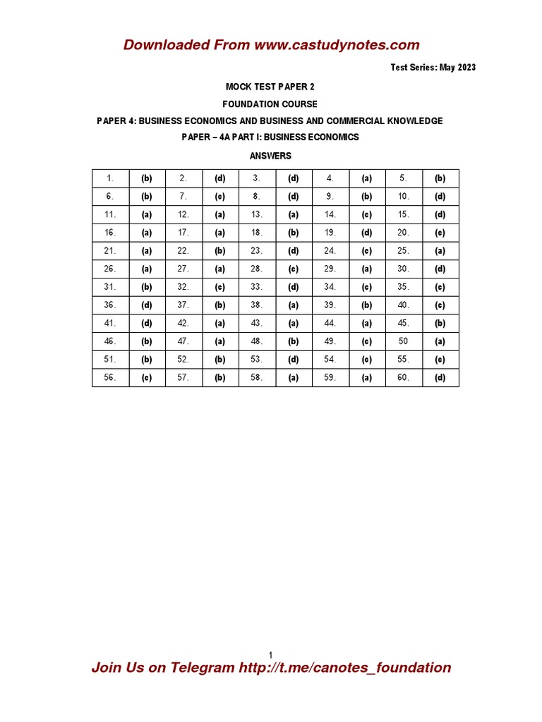 CA Foundation Eco BCK A MTP 2 June 2023 | PDF