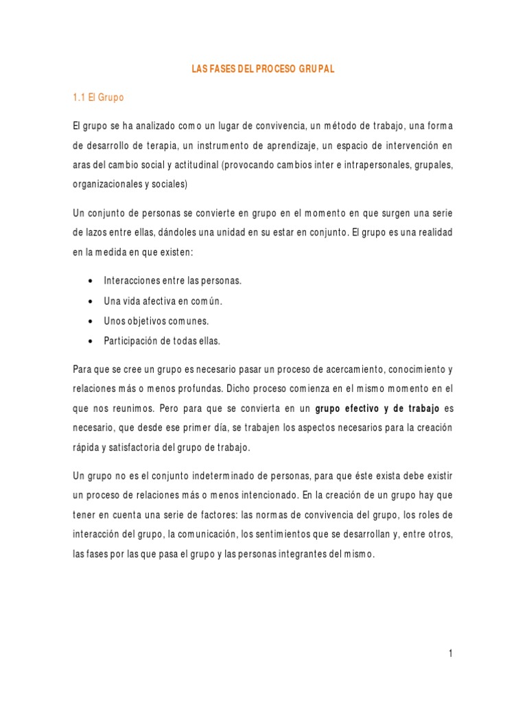 Fases Del Proceso Grupal | PDF | Aprendizaje | Comportamiento