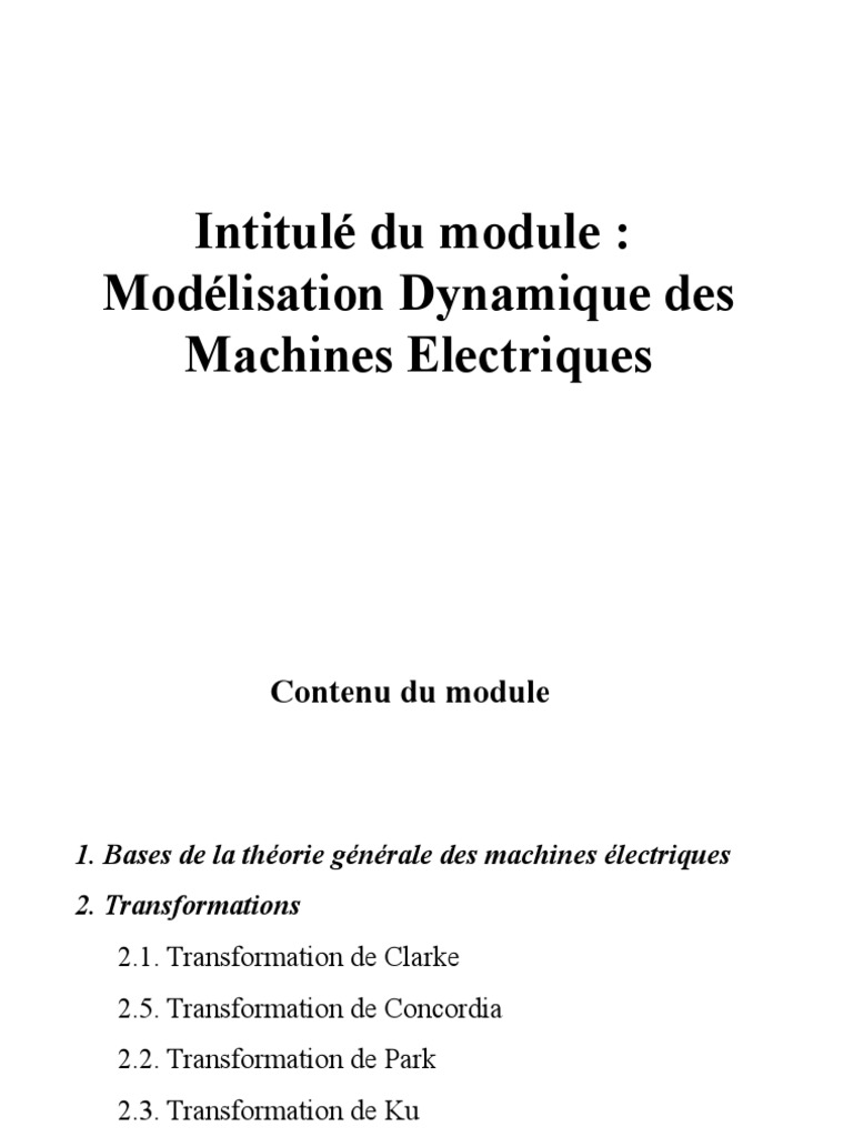 Transformations de Park et Concordia | PDF | Générateur électrique ...
