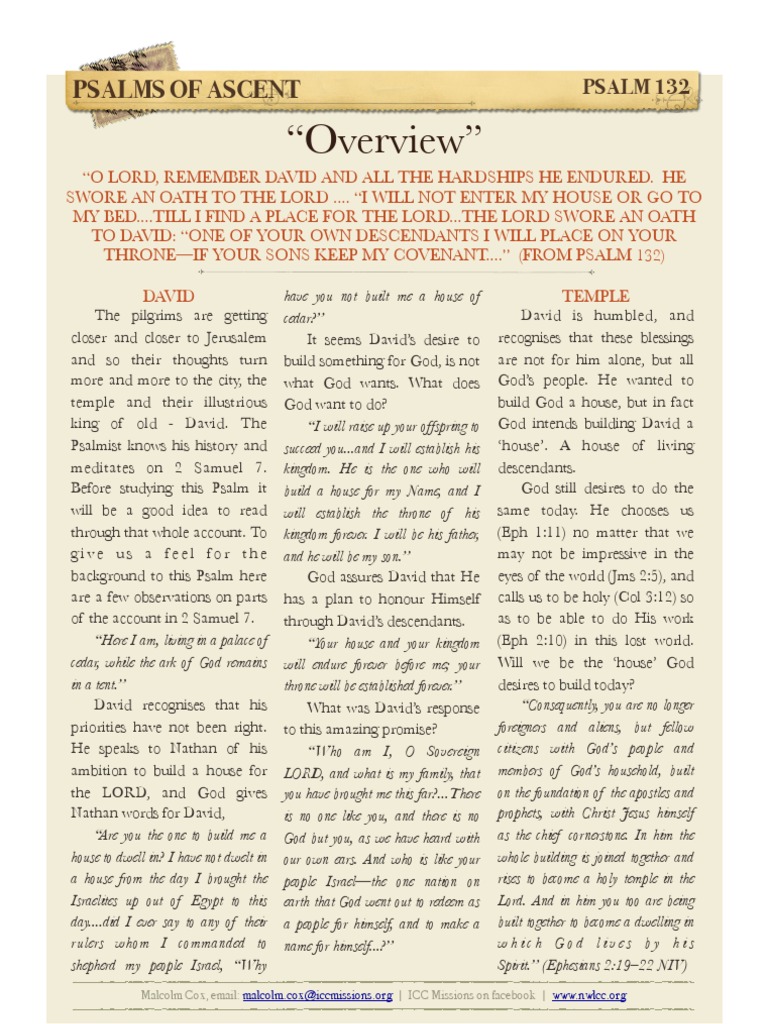 Psalm 132, "Overview" | PDF | David | Covenant (Biblical)