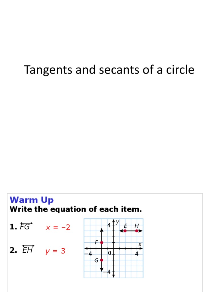 Solve Problems On Tangents and Secants of Circles | PDF | Tangent | Circle